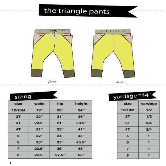 the TRIANGLE pants 18M to 8 PDF pattern | see kate sew