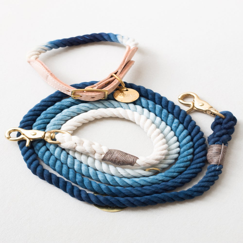 Indigo, Ombre Rope & Leather Collar / Harper And Hugo