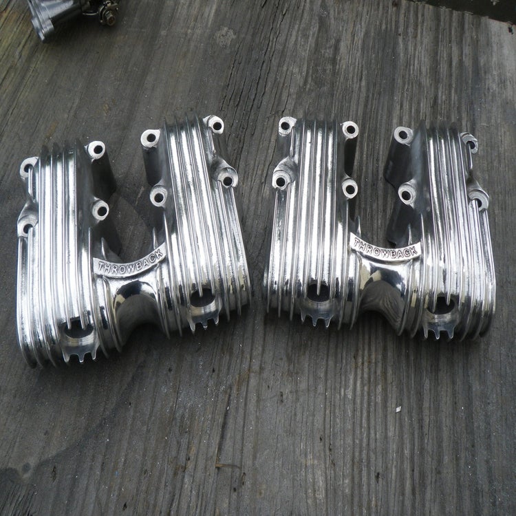 Finned shovelhead Rockerboxes Polished / Throwback Cycle Parts