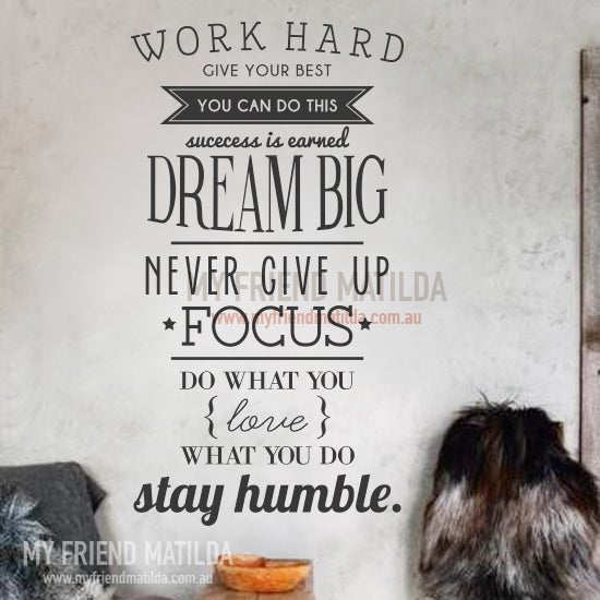 Work Hard, Dream Big, Focus Inspirational Words Wall Decal Sticker ...