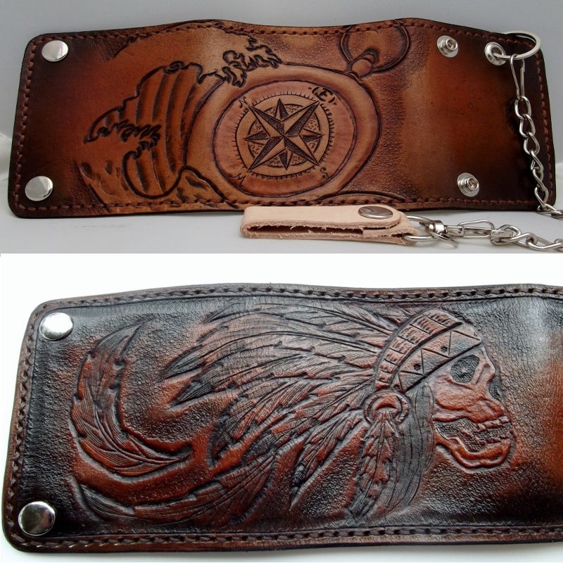 Flaquito Leather — Custom Hand Tooled Leather Trifold Wallet Your