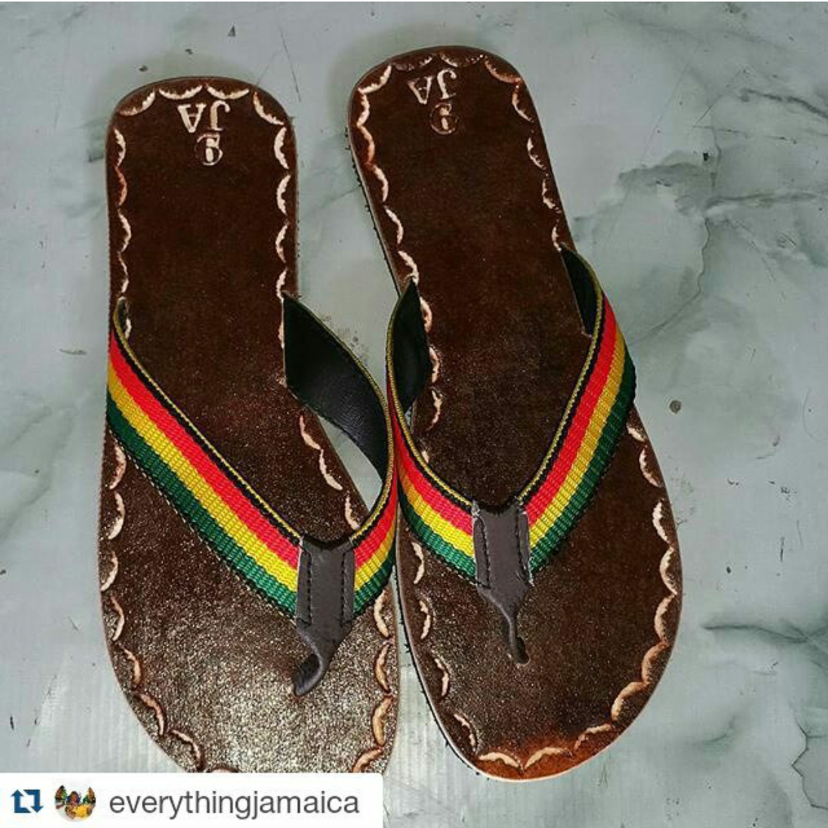 Jamaica and Rasta color leather sandals. | Everything Jamaica
