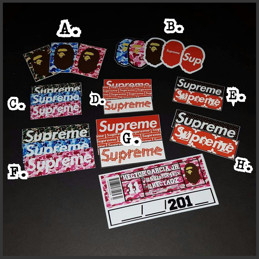 Custom Printed BAPE & SUPREME Stickers / 661Stix4Kix